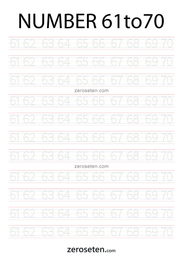 Numbers Tracing Worksheets Sixty one to Seventy - Zero se Ten Blog