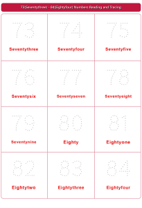 73(Seventythree) - 84(Eightyfour) Numbers Reading and Tracing - Zero se ...
