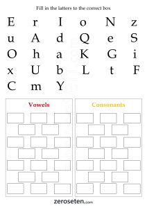 Fill in the latters to the Vowels and Consonants - Zero se Ten Blog