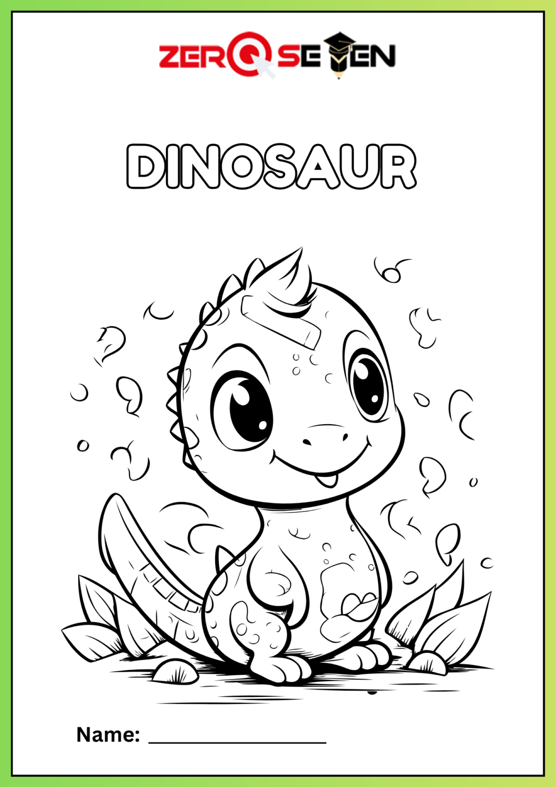 Playful Dinosaur Coloring Page - Zero se Ten Blog