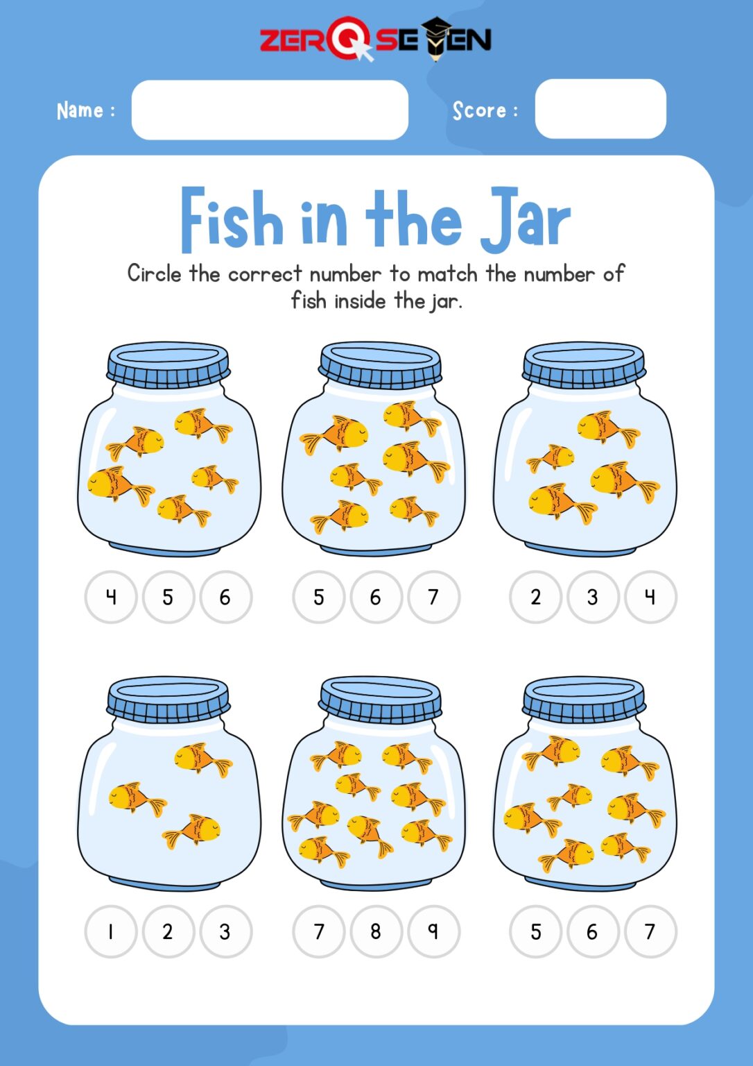 Fish in the Jar Counting Worksheet (1–15) - Zero se Ten Blog