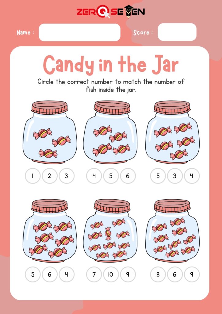 Candy in the Jar Counting Worksheet (1–15) - Zero se Ten Blog